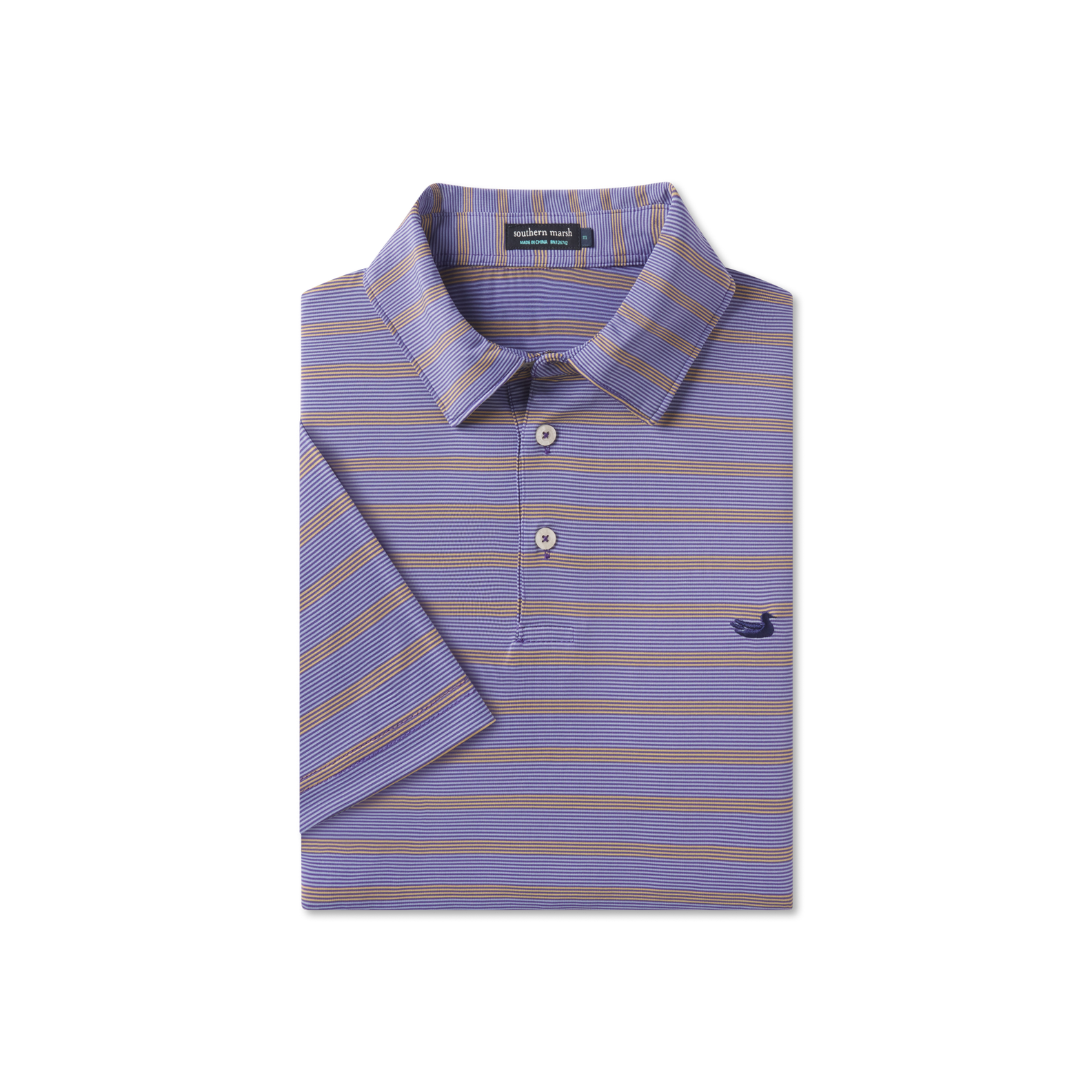 Bermuda Performance Polo - Panama Stripe - Purple & Yellow – Southern Marsh Collection